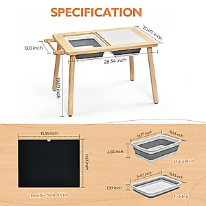 Easyego Sensory Table for Toddlers, Kids Table with Foldable Bin & Paper Roller (Without Roll Paper) Play Sand and Water Table Gifts for Boys and Girls