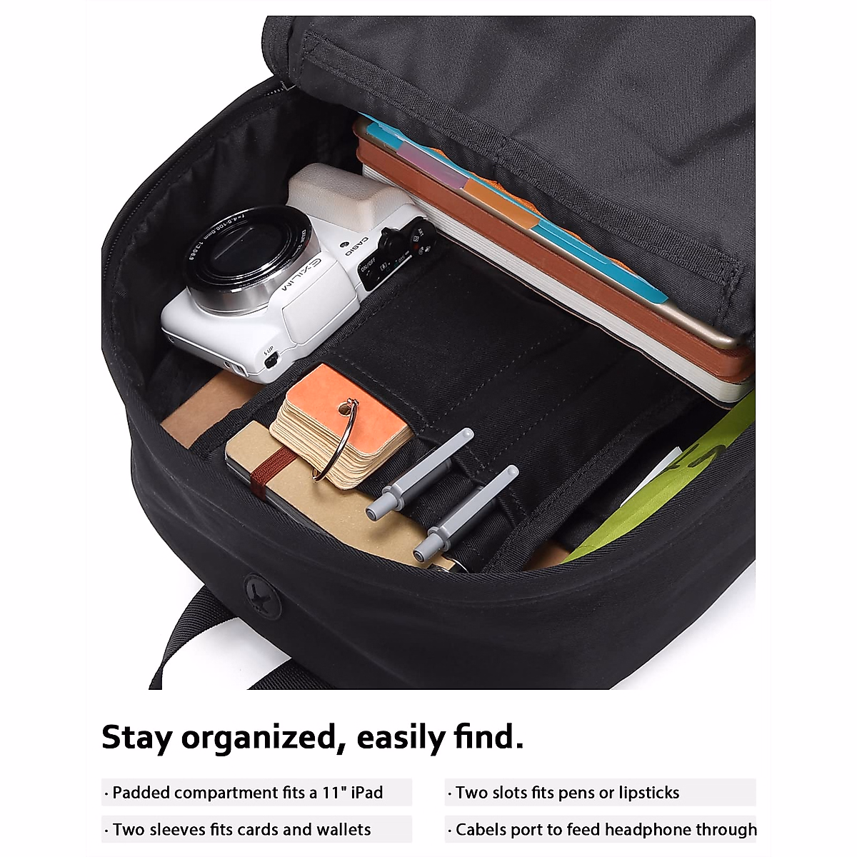 HotStyle SIMPLAY+ Mini Backpack Cute for Work Travel & Everyday, Black