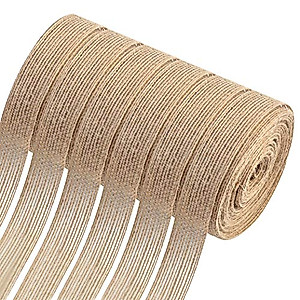 6 Roll Natural Burlap Fabric Burlap Ribbons Roll, Natural Burlap Wedding Ribbon Decorative Burlap Fabric for Wedding DIY Crafts Burlap Bows Gift Wrapping Home Decor, 0.8inch 32.8Ft Each Roll