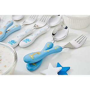 ANNOVA Kids Silverware 6 Pieces Set Children's Flatware - Stainless Steel Cutlery - 3 x Safe Forks, 3 x Dinner Spoons - Safe Toddler Utensils Without Knives for Lunch Box BPA Free (Blue)