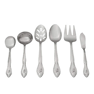 RiverRidge 5417-843-P Rose 46 Piece Monogrammed Flatware Set, Letter P, No size, Silver