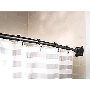 Moen 72-Inch Matte Black Permanent Mount Adjustable Curved Shower Rod, CSR2164BL