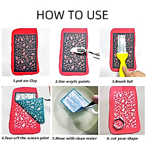 Christmas Silk Screen Stencils for Polymer Clay, 3Pcs Reusable Silk Screen Print Kit, for DIY Polymer Clay Jewelry Making