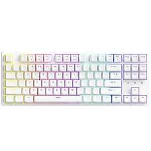 IROK FE87/104 RGB Mechanical Keyboard, Hot Swappable Gaming Keyboard, Customizable Backlit, Magnet Upper Cover Type-C Wired Keyboard for Mac Windows-White/Brown Switch