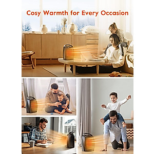 GiveBest Portable Ceramic Space Heater, 1500W/750W Electric Heater with Overheat and Tip Over Protection, Fan Mode,Adjustable Thermostat, Fast Heating Safe Small Heater for Office Room Desk Indoor Use