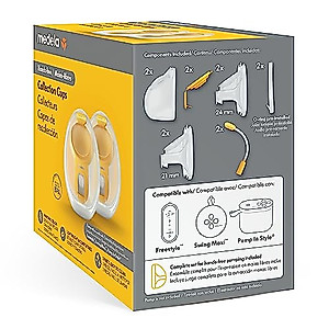 Medela Hands-Free Collection Cups, Compatible with Freestyle Flex, Pump in Style with MaxFlow, and Swing Maxi Electric Breast Pumps, 1 Set of 2 Cups