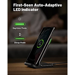 Wireless Charger, INIU [2 Pack] 15W Qi-Certified Fast Wireless Charging Stand with Sleep-Friendly Adaptive Light Compatible with iPhone 14 13 12 11 Pro XR XS X Plus Samsung Galaxy S21 S20 Note 20 etc