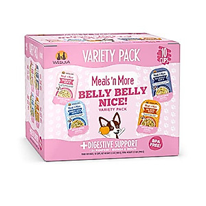 Weruva Dog Meals 'n More Natural Wet Dog Food, Belly Belly Nice! Digestive Support Variety Pack, 3.5oz Cup (10 Cups)