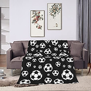 Ujalxwe Soccer Blanket,Soft Warm Lightweight Sofa Bed Throws Blanket All Season for Kids Adults Women Football Gift