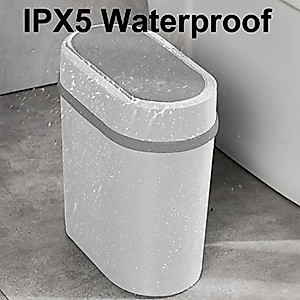 LALASTAR Automatic Trash Can, Small Bathroom Trash Can with Lid, Slim Touchless Garbage Can, Narrow Motion Sensor Trashcan, Smart Plastic Trash Bin for Bathroom, Bedroom, Kitchen, White, 2 Gallon