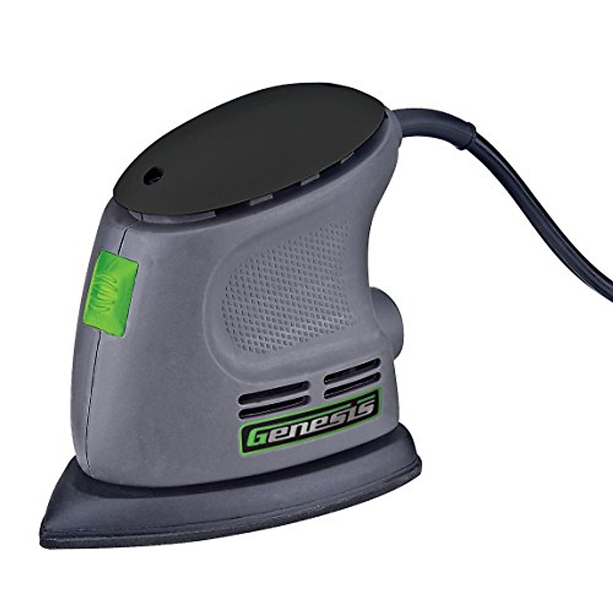 Genesis Detail Palm Sander with Palm Grip, Vacuum Port, Hook-and-Loop System, Dust-Proof Power Switch, and Sandpaper (GPS080)