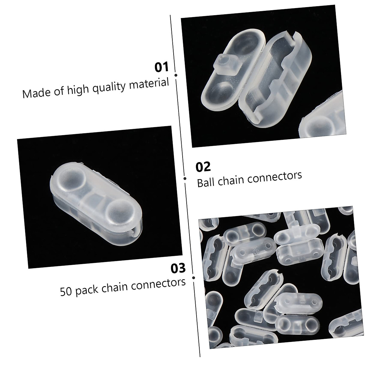 150 Pcs Transparent Bead Buckle Beaded Ball Chain Blind Ball Chain Shades Blind Connector Clip Vertical Roman Roller Beaded Chain Connectors Vertical Blind Connector Clips