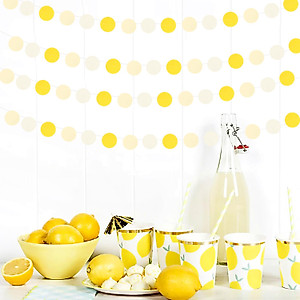 Yellow-White Women-Birthday Party-Decorations Garland Streamers - 52Ft Lemon Baby Shower Graduation Hanging Banner,Sunflower CLassroom Pastel Backdrop Decor Huglony