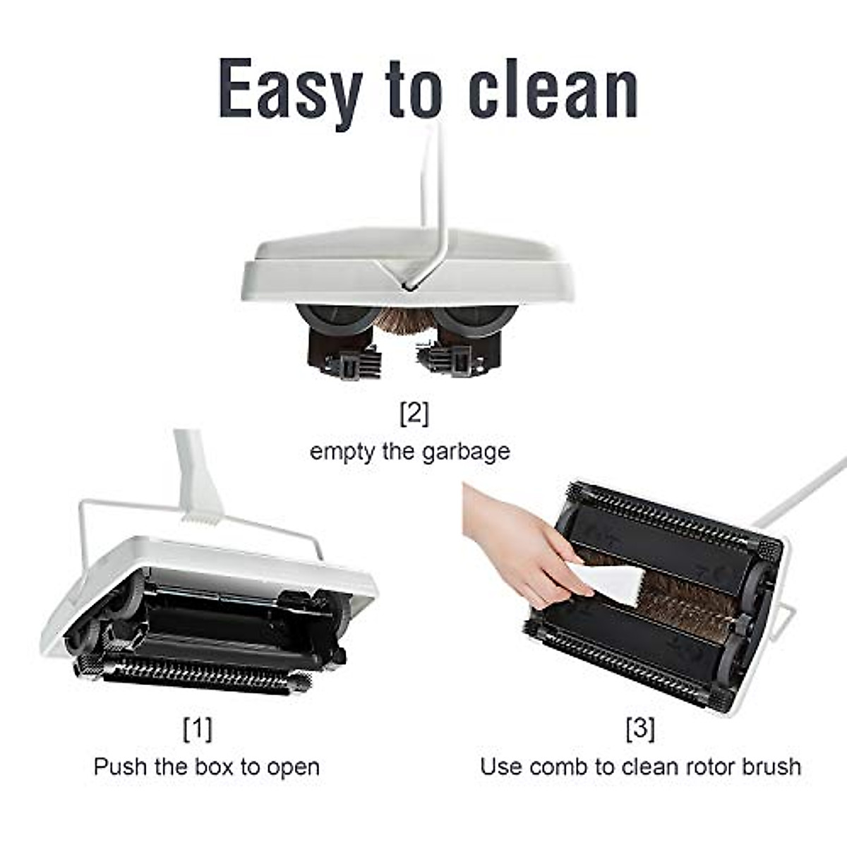 JEHONN Carpet Floor Sweeper with Horsehair, Self Wringing Mop with 2 Washable Heads