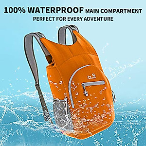 Outlander 100% Waterproof Hiking Backpack Lightweight Packable Travel Daypack(Orange) 25L