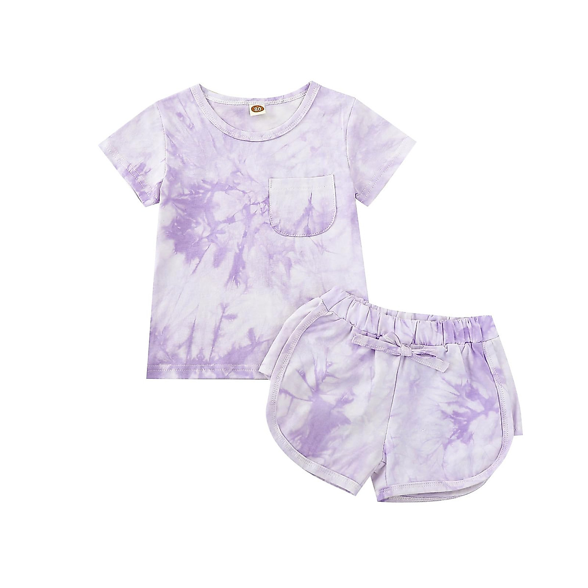 Aruzig Toddler Baby Girl Tie dye Outfit Kids Short SleeveT-Shirt and Shorts 2Pcs Summer Clothes Set for Girls (Purple White, 2-3T)