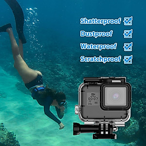 HONGDAK Waterproof Housing Case for GoPro Hero 4/3/3+, 60M/196FT Underwater Protective Dive Housing Shell with Bracket Mount Accessories for GoPro Hero4, Hero3+, Hero3 Action Camera Outside Sports