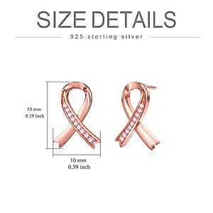 PEIMKO Breast Cancer Awareness Pink Ribbon Earrings, 925 Sterling Silver Breast Cancer Survivor Gifts for Women