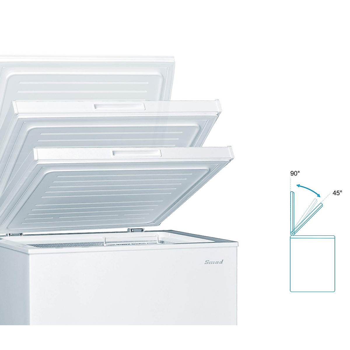 Smad Deep Chest Freezer 5 Cu.ft Low Noise Top Open Freezer with Removable Hanging Basket Auto Hold Door Hinges Front Drain, White