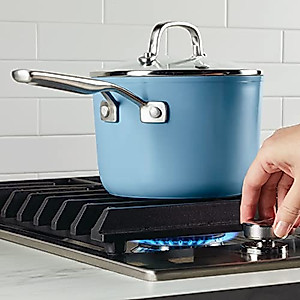 KitchenAid Hard Anodized Ceramic Nonstick Cookware Sauce Pan with Lid, 3 Quart, Blue Velvet