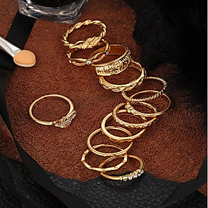 BERYUAN Rings Crystal Rings for Women Rings Gold Rings Womens Rings Cute Rings Stackable Rings Set（12Pcs(Rings Size 4.5,5,6,7,7.5)