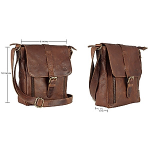 Mou Meraki Genuine Leather Brown Crossbody Purse and Handbags - Crossover Bag Over the Shoulder
