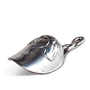 Arthur Court Magnolia Handle Bar Ice Scoop, Dry Bin Scoop, Dry Goods Scoop, Candy Scoop, Spice Scoop Sand Casted and Hand Polished Aluminum 8 inch Long