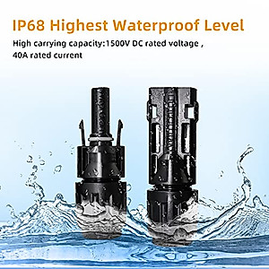 Witproton Solar PV Connector IP68 1500V 40A Hollow Tinned Copper Terminal Black 5 Pairs (2.5mm2~6mm2 (14AWG~10AWG))