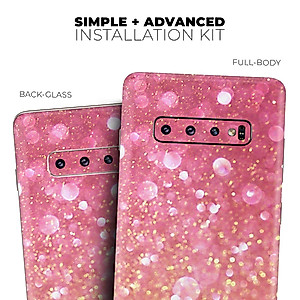 DesignSkinz Glowing Pink and Gold Orbs of Light Protective Vinyl Decal Wrap Skin Cover Compatible with The Samsung Galaxy S20 (Screen Trim & Back Glass Skin)