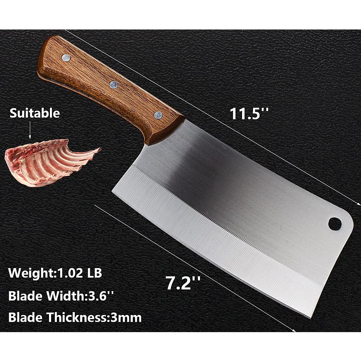 ZENG JIA DAO Meat Cleaver - 7'' Heavy Duty Butcher Knife Meat Chopper Bone Cutting Knife - High Carbon German Stainless Steel - Pearwood Handle for Home Kitchen and Restaurant 2023 Gifts