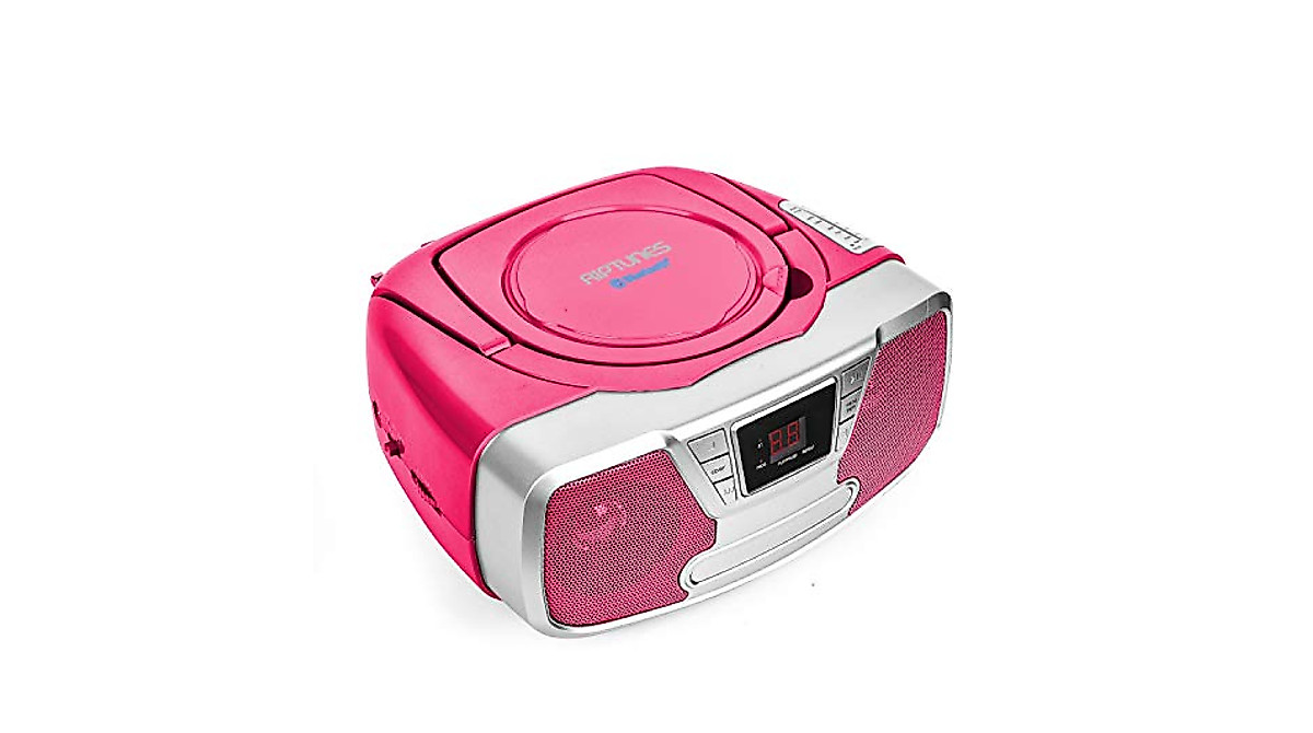 Riptunes Pink Portable CD Player & Bluetooth Boombox | All-in-One Audio