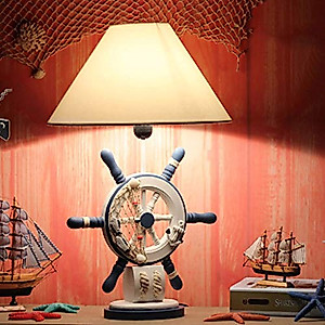 Useful Mediterranean Style Wood Table Lamp LED Eye-caring Modern Bedside Desk Lamps for Bedroom Living Room Writing Reading E27 Bulb Desk lamp (Color : 2)