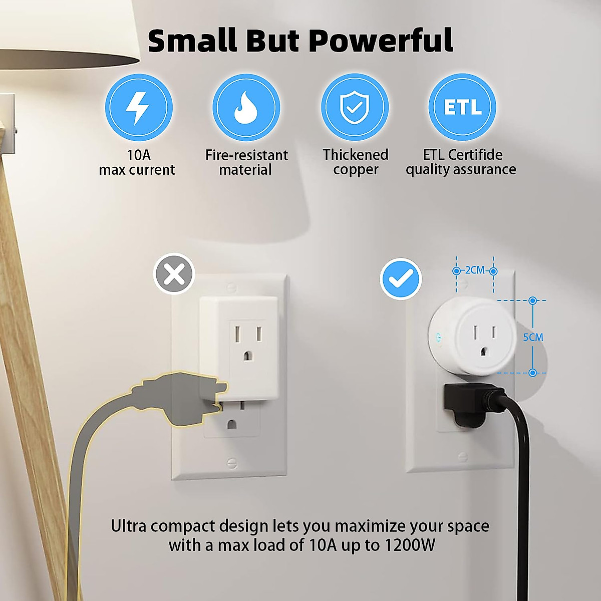 Smart Plug 4Pack, WiFi Plugs Compatible with Alexa & Google Assistant, Smart Outlet with Timer Schedule, WiFi Socket for Home, No Hub Required, FCC Certified, 2.4G WiFi Only