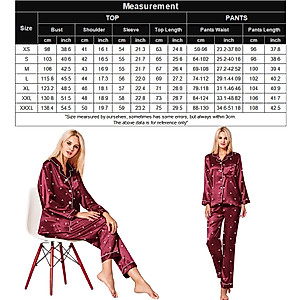 SWOMOG Womens Silk Satin Pajamas Long Sleeve Loungewear Two-Piece Sleepwear Button-Down Pj Set