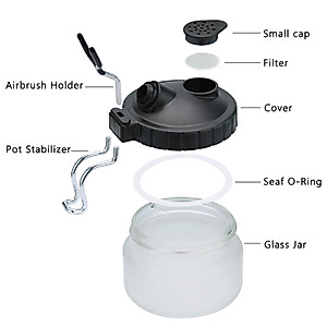 SAGUD 19 Piece Airbrush Cleaning Kit, Glass Airbrush Cleaning Pot with Holder, 5 Cleaning Brushes, 5 Cleaning Needles, 1 Washing Needle, 1 Repair Tool, Air Brush Protection Covers.