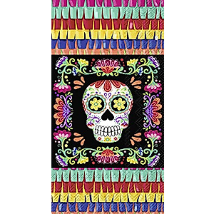 Day of The Dead Hand Towels Set: Quality Disposable Paper Hand Towels Featuring Dia De Los Muertos Theme - 32 Total Napkins Per Set