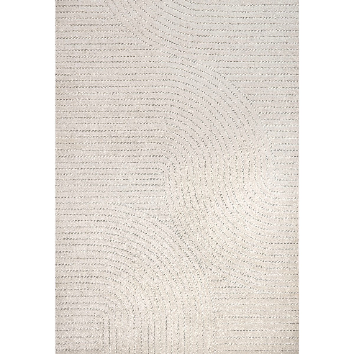 Eyely NCS100B-5 Scandinavian Skagen Minimalist Curve Geometric Indoor Area Rug, Modern, Contemporary, Coastal, Bohemian, Bedroom, Kitchen, Living Room, Non Shedding, Ivory/Cream, 5' x 8'