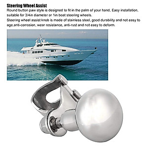 Marine Steering Wheel Rotating Accessories, Stainless Steel Handle Ball Assisted Steering Wheel Grip Knob Turning Helper Practice Tools for Yacht