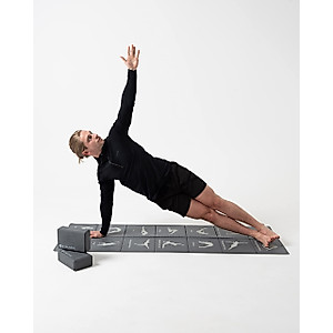 Skelcore Yoga Mat and Blocks Set- Travel Yoga Mat with Poses Printed On It and 2 Yoga Blocks - Non Slip Yoga Accessories For Beginners Folding Yoga Travel Mat 68"L x 24"W x 2mm