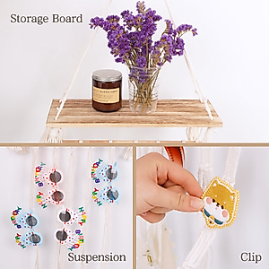 BAMFOX Hanging Wall Shelves,Swing Rope Floating Shelf,Bohemian Chic Macrame Window Storage Shelves for Living Room/Bedroom/Bathroom Decor