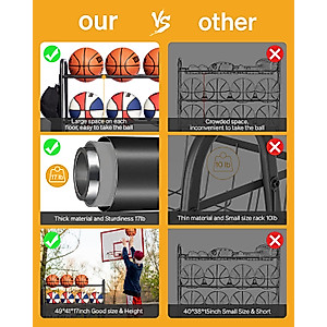 EXTCCT Basketball Rack, Outdoor Rolling Basketball Shooting Training Stand,Sports Equipment Storage with Wheels, Garage Four-layer ball Holder With Two Basket For Basketballs Footballs Volleyball