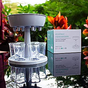 DHDH Sunny 6 Shot Glass dispenser holder,Adjustable Liquid Dispenser,Adjustable shots,6 Acrylic Cups Colorful,Cocktail Dispenser, Suitable for parties,grey