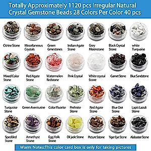 Ybxjges1330Pcs Irregular Crystal Chips, Natural Gemstone Beads Kit with Jump Rings Earring Hooks Pendants Charms Wire for DIY Bracelet Necklace Earring Jewelry Making Supplies