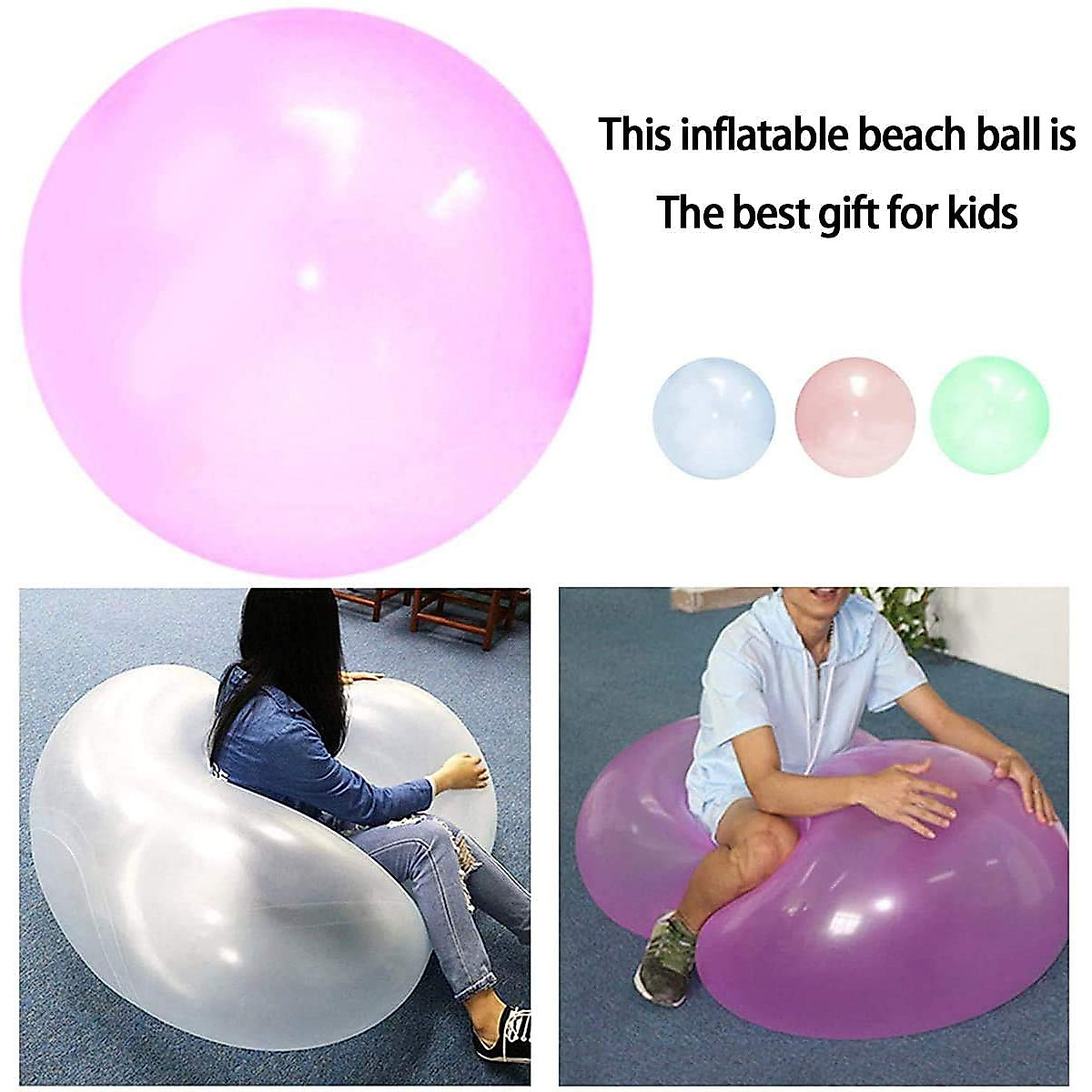 2 pcs Bubble Ball 19.7 inch Jelly Bubble Balloon Inflatable Funny Toy Ball Inflatable Ball Beach Garden Ball for Outdoor Indoor Play