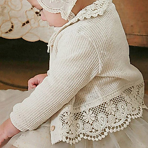 Baby Toddler Girls Cardigan Sweater Dress Cover Up Long Sleeve Knit Bolero Shrug Jacket Spring Embroidery Outwear Tops Beige