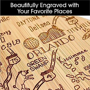 Totally Bamboo Destination Florida State Shaped Serving and Cutting Board, Includes Hang Tie for Wall Display