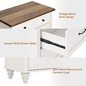 WAMPAT White Dresser for Bedroom with 5 Drawers, Tall Kids Dressers with Wide Chest of Drawers, Mid Century Modern Wooden Closet Storage Organizer, Samll Dressers for Living Room, Nursery, Hallway