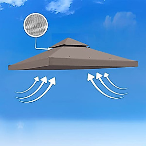 TGEHAP 10'x 10' Replacement Canopy Top Cover for Dual Tier Gazebo Outdoor Tent, Cover Only (Taupe)