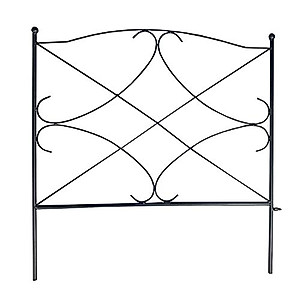 AshmanOnline Galvanized Garden Fence 24in x 10ft, Black (Set of 5) - Outdoor Metal Landscape Fencing Steel Wire Gate Border Edge Folding Patio Flower Bed Animal Barrier Section Edging.