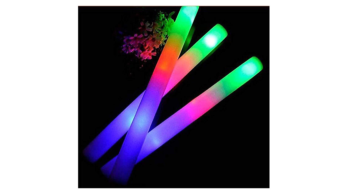 100 LED Foam Sticks - Flashing Glow Wands for Events